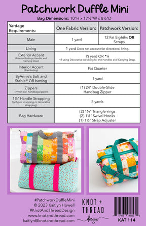 Patchwork Duffle Mini 2nd Edition (PDF Pattern) – Knot and Thread Design