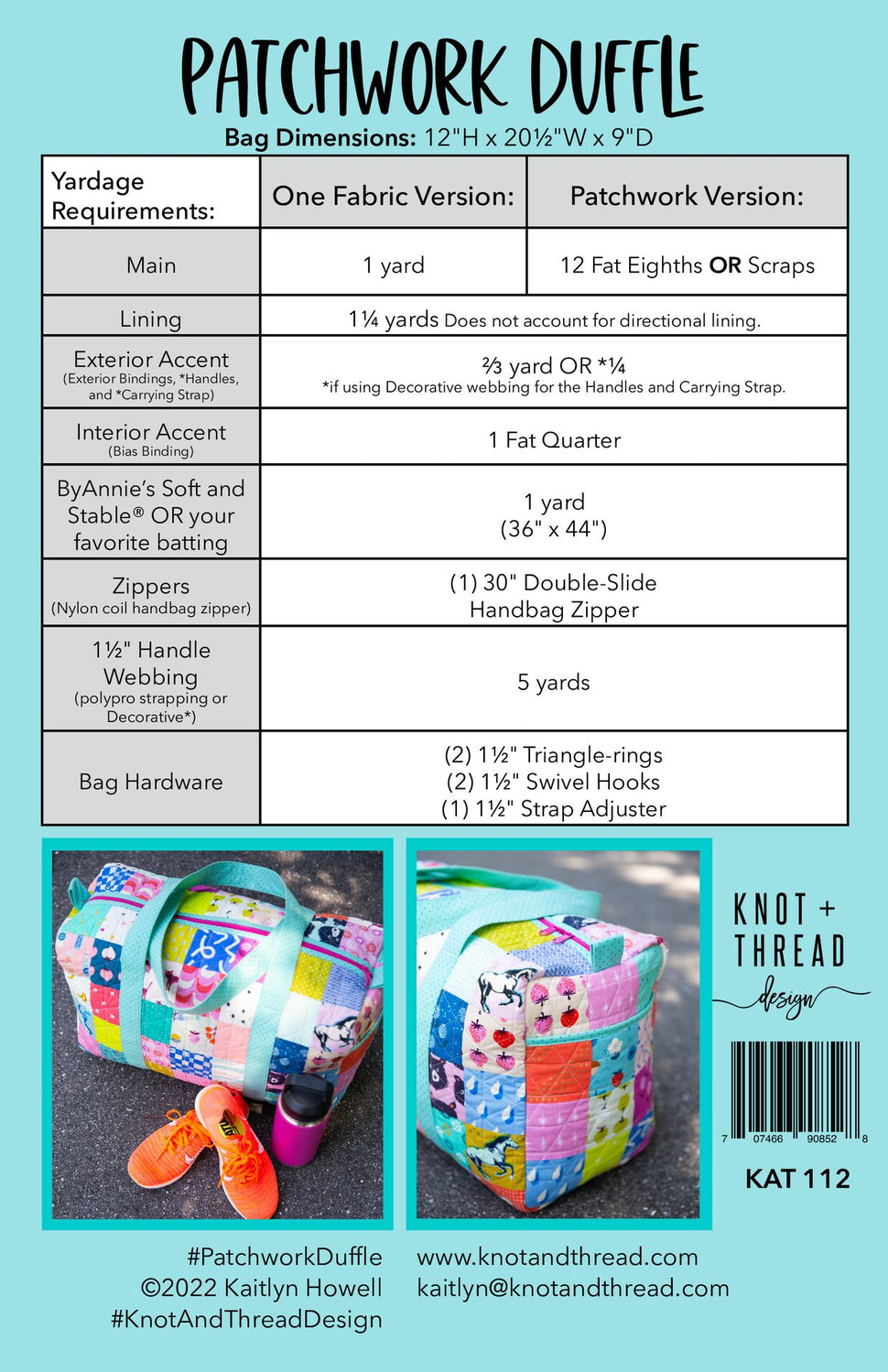 Patchwork Duffle 2nd Edition (PDF Pattern) – Knot and Thread Design