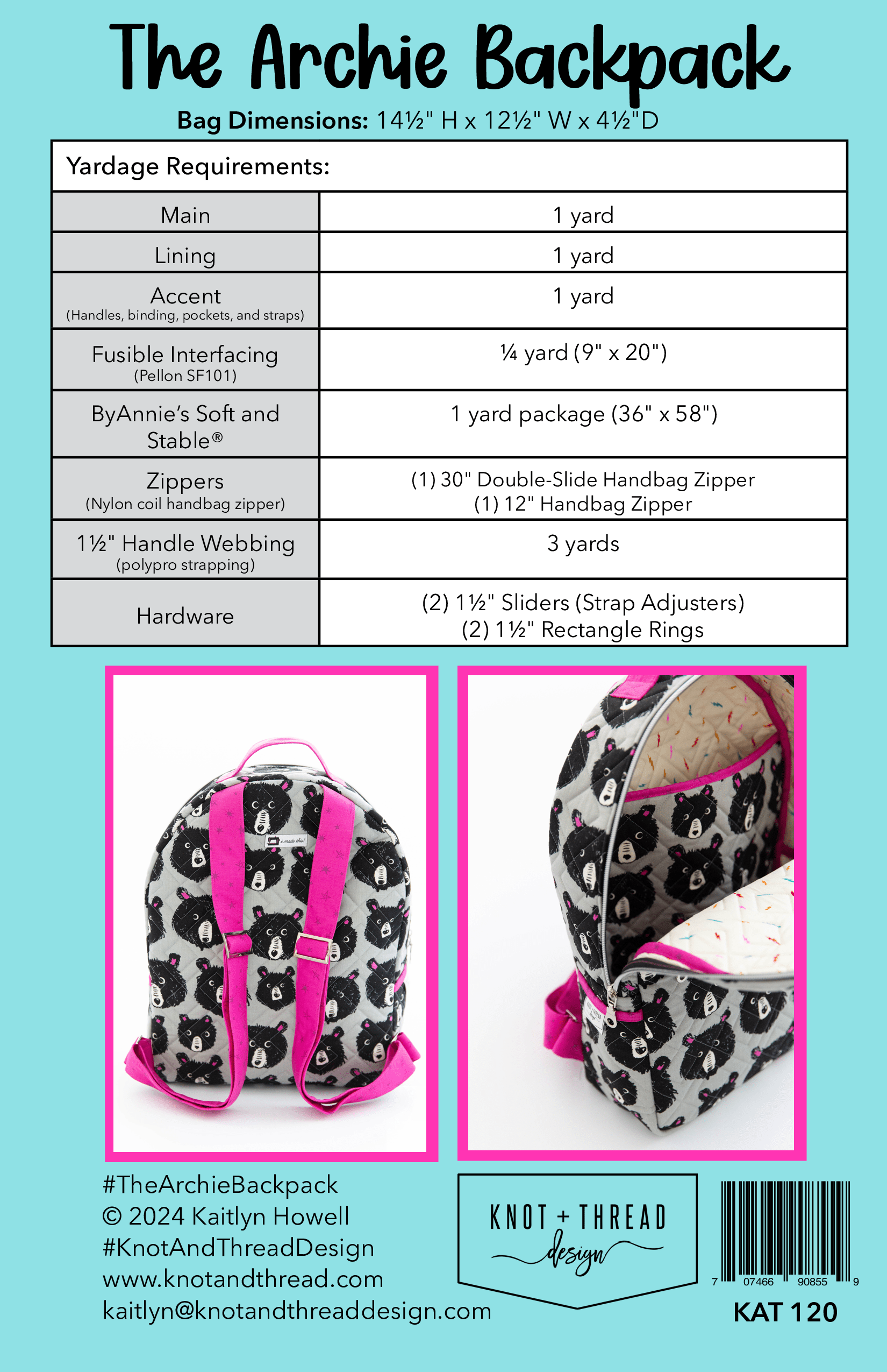 The Archie Backpack (Paper Pattern) – Knot and Thread Design