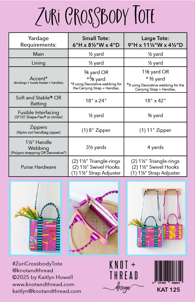 Zuri Crossbody Tote (PDF Pattern) – Knot and Thread Design