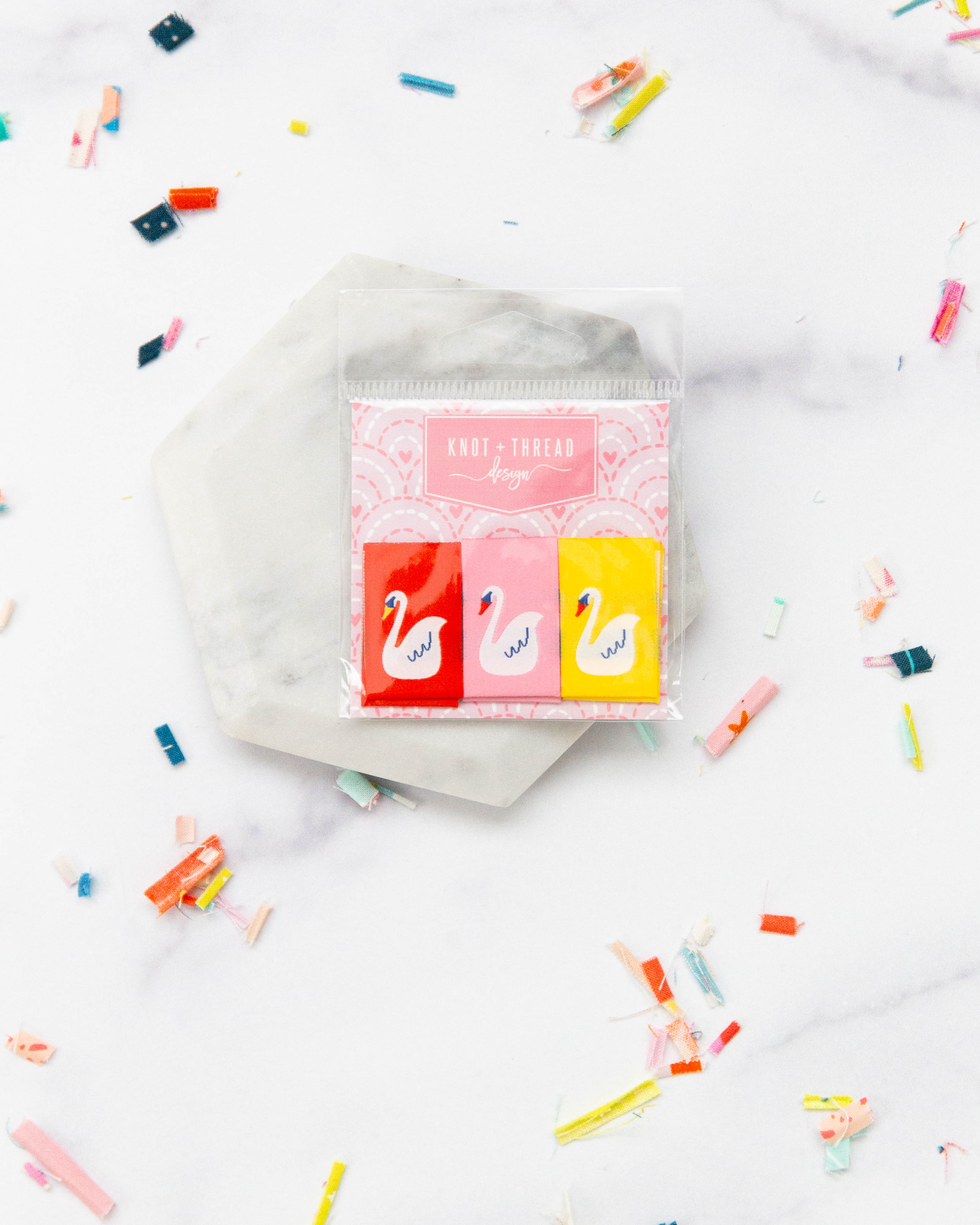 "Swans" Sew-in Labels – Knot and Thread Design