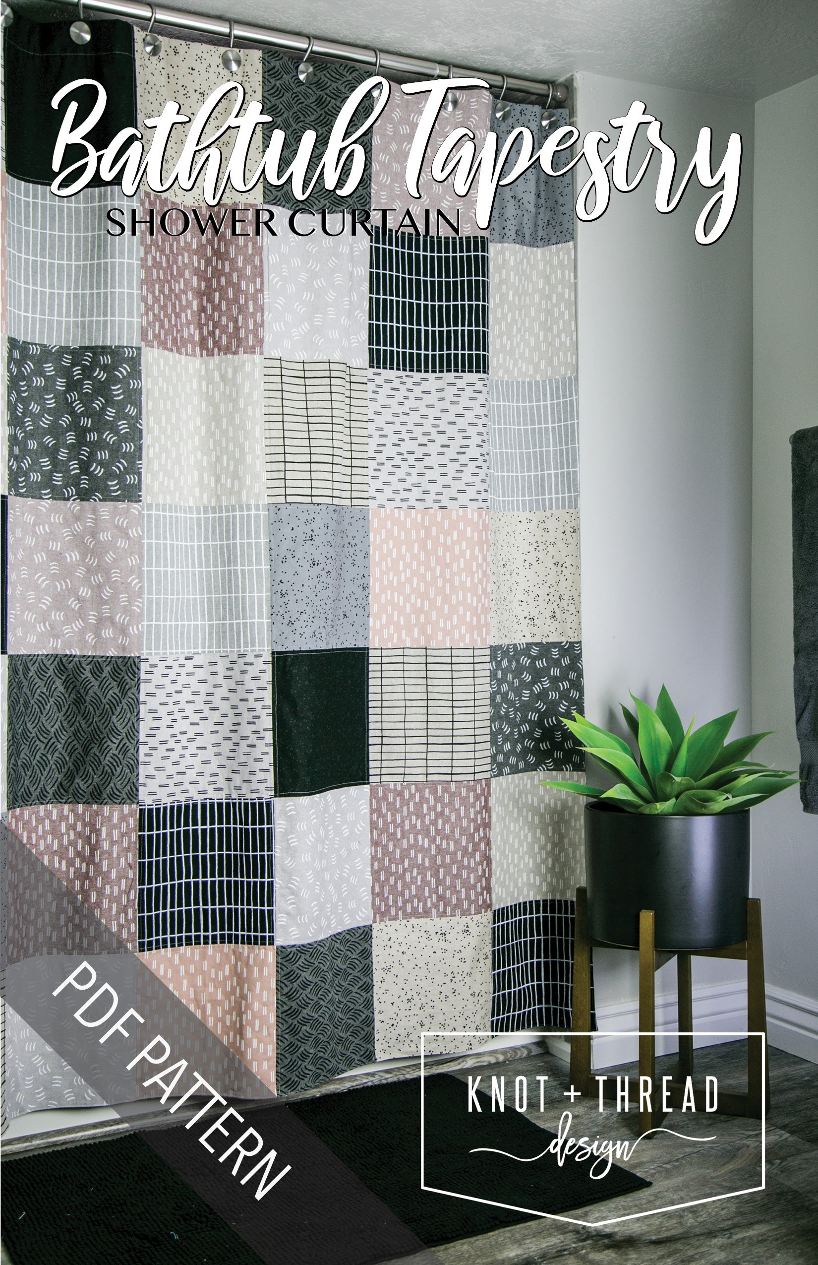 Bathtub Tapestry Shower Curtain (PDF Pattern) – Knot and Thread Design